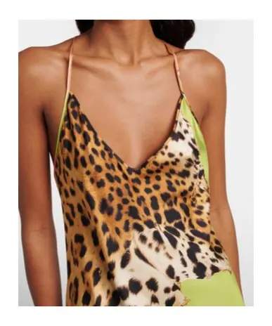 Roberto Cavalli Printed Silk Slip Dress