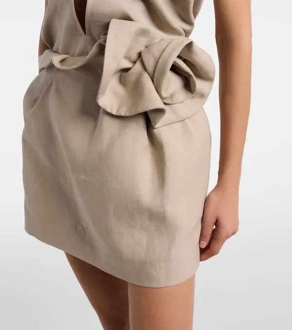 Magda Butrym Floral Appliqué Linen Miniskirt