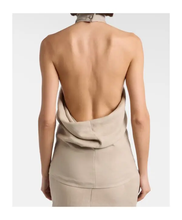 Magda Butrym Draped Halterneck Linen Top