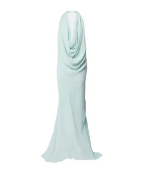 MUGLER Draped Sheer Silk Crêpe Georgette Gown - Green