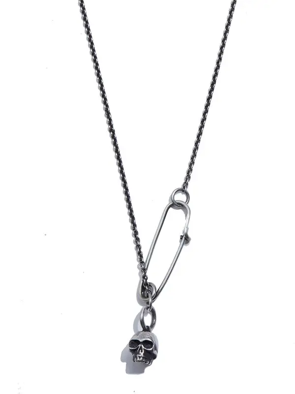 Werkstatt:München Skull And Safety Pin Necklace