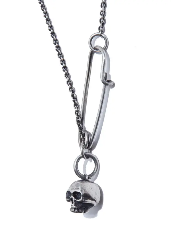 Werkstatt:München Skull And Safety Pin Necklace