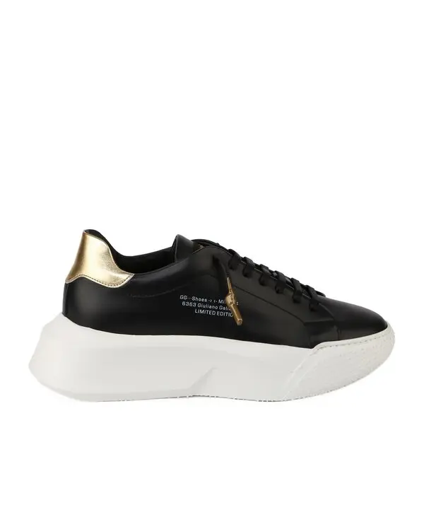 GIULIANO GALIANO Lace-up Low-top Sneakers With Contrasting Heel Detail - Black
