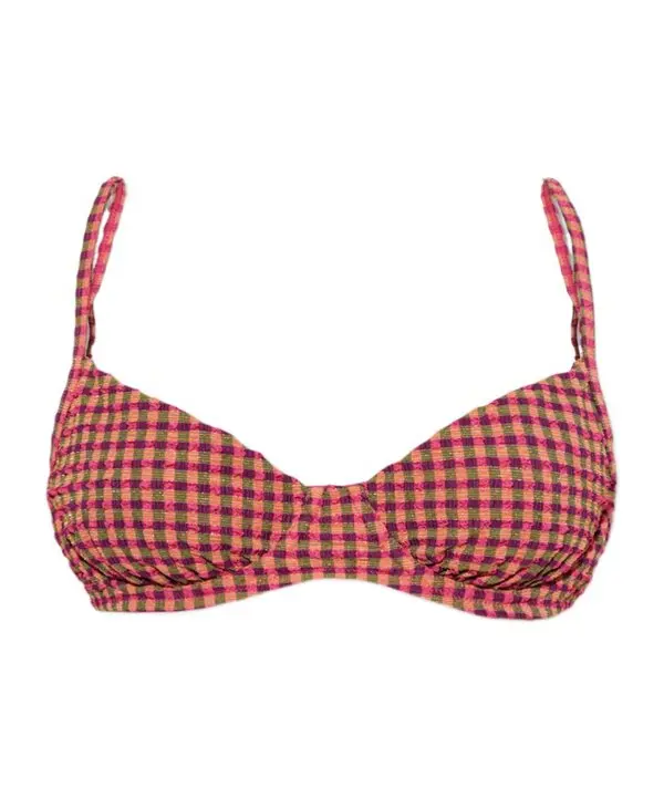 The Upside Aliki Gingham Bikini Top - Red