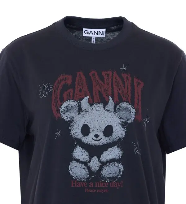 GANNI Graphic Logo Printed Crewneck T-shirt