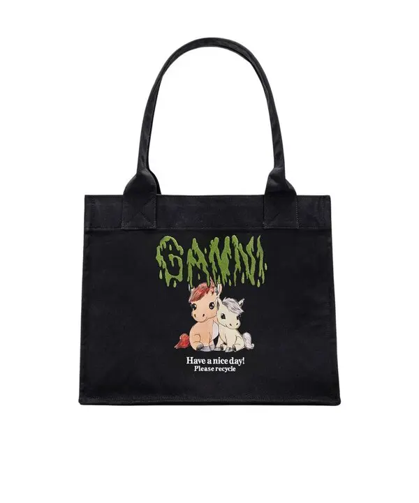 GANNI Graphic Print Tote Bag - Black