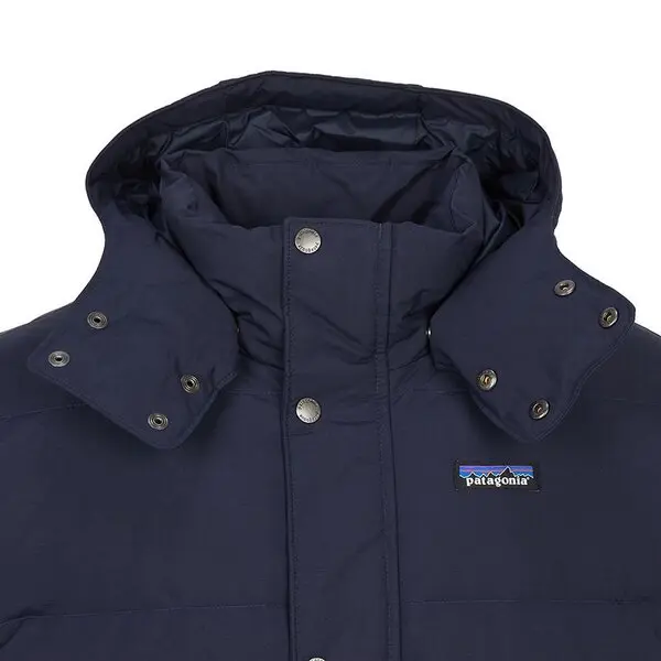 Patagonia Recycled Down Jacket With Snap And Zip Fastening - Dark Blue