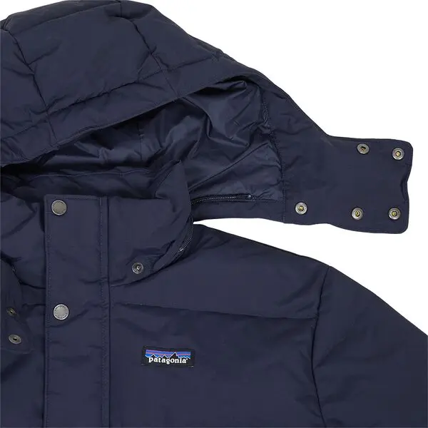 Patagonia Recycled Down Jacket With Snap And Zip Fastening - Dark Blue