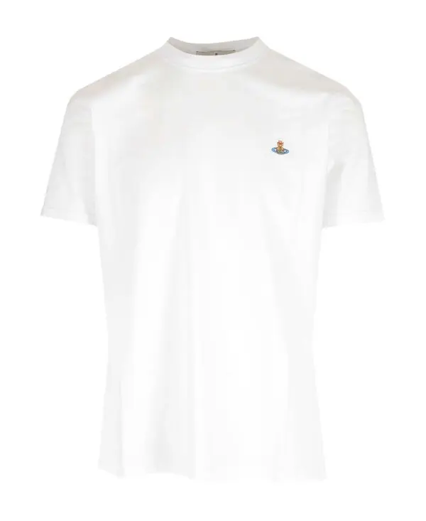 VIVIENNE WESTWOOD Logo Embroidered Crewneck T-shirt - White
