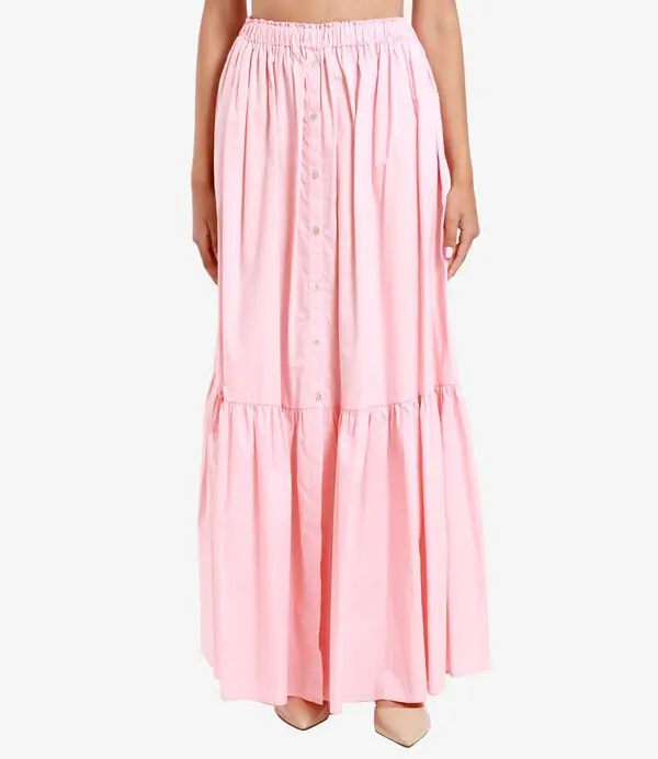 ANIYE BY Button Front Maxi Skirt With Ruffled Hem