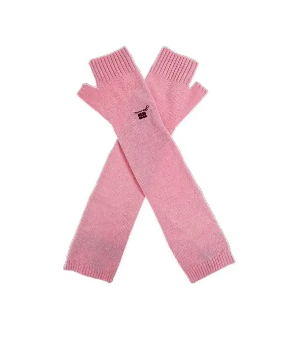 GANNI Logo Long Fingerless Gloves