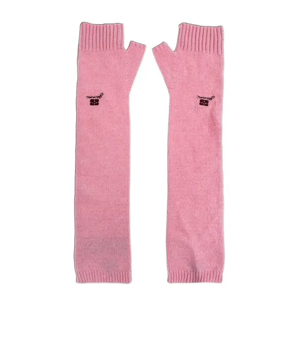 GANNI Logo Long Fingerless Gloves