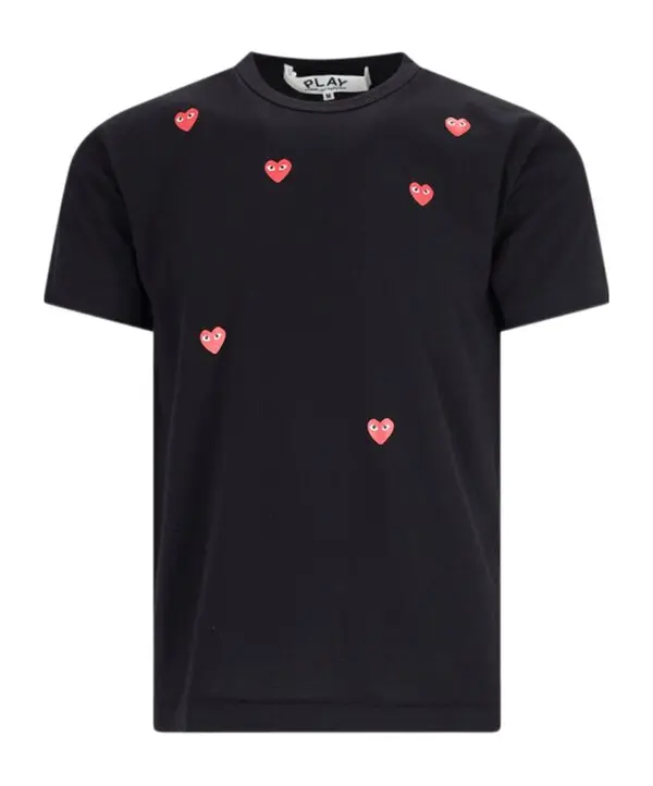 Play Comme Des Garcon Comme Des Garçons Play Heart Printed Crewneck T-shirt - Black