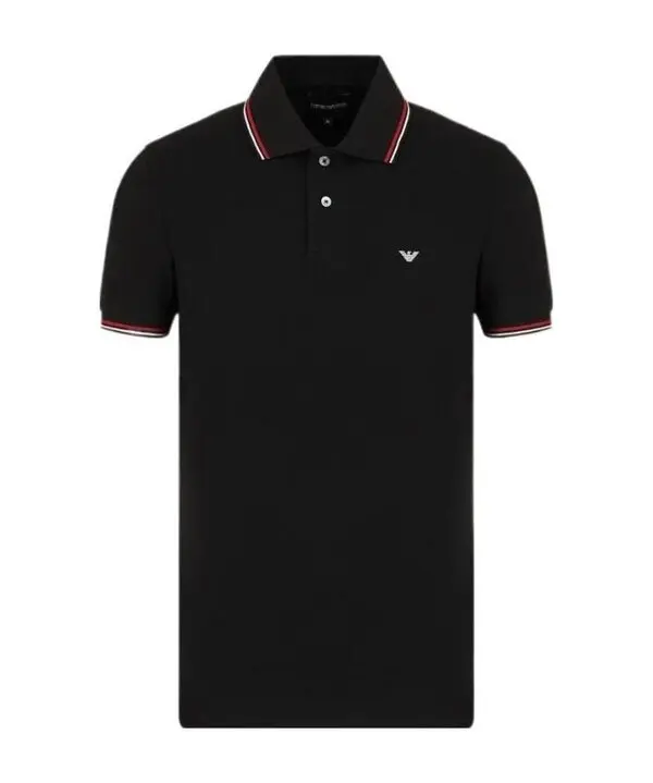 Emporio Armani Logo Detailed Short-sleeved Polo Shirt - Black