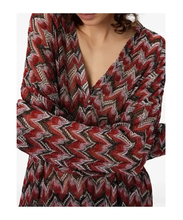 Missoni Chevron-patterned V-neck Knitted Top