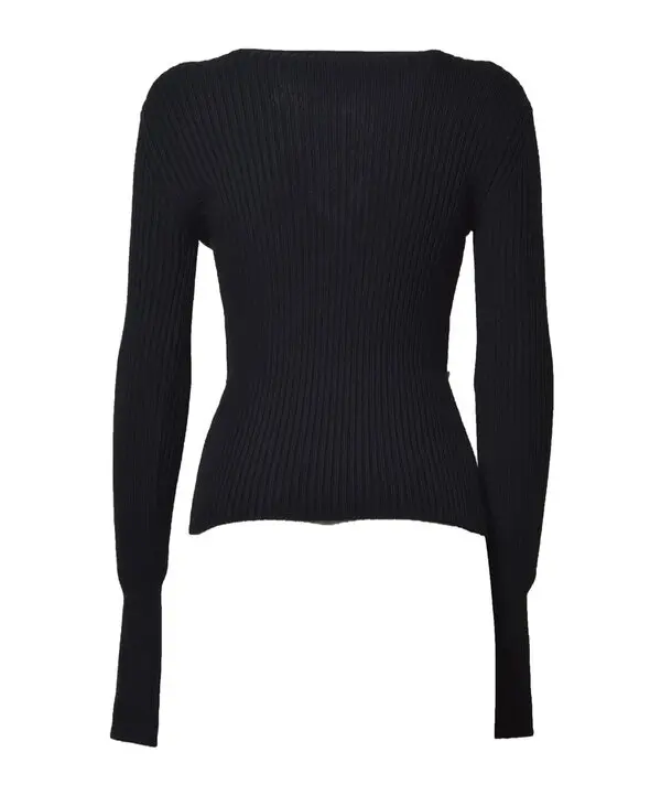 Giuseppe Di Morabito Lace-up Ribbed-knit Crewneck Top