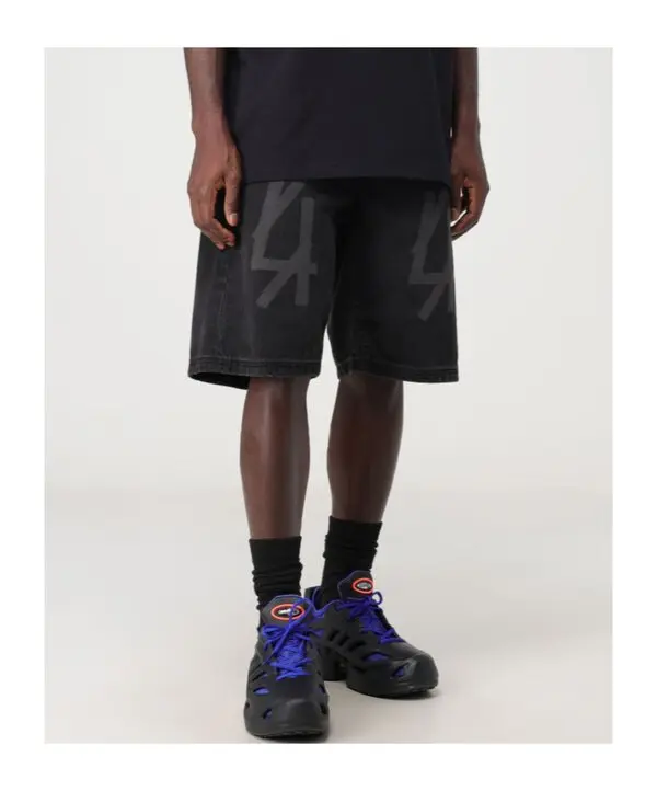 44 LABEL GROUP Logo-print Wide-leg Denim Shorts