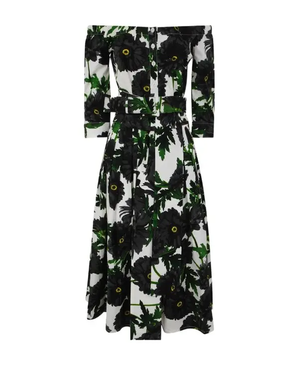 Samantha Sung Audrey Floral Print Off-the-shoulder Midi Dress