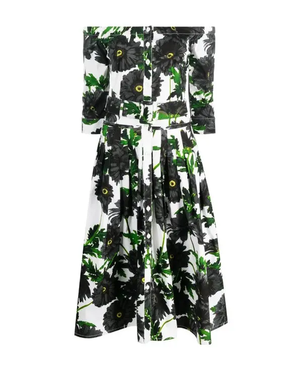 Samantha Sung Audrey Floral Print Off-the-shoulder Midi Dress