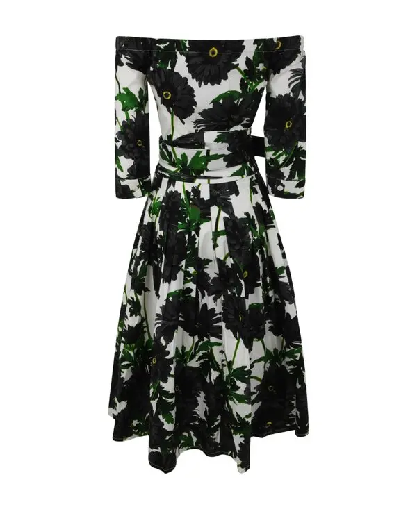 Samantha Sung Audrey Floral Print Off-the-shoulder Midi Dress