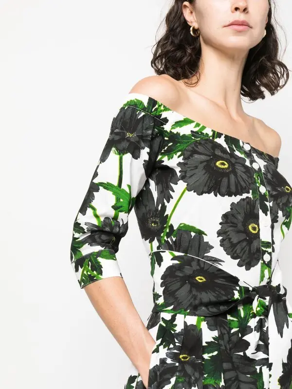 Samantha Sung Audrey Floral Print Off-the-shoulder Midi Dress