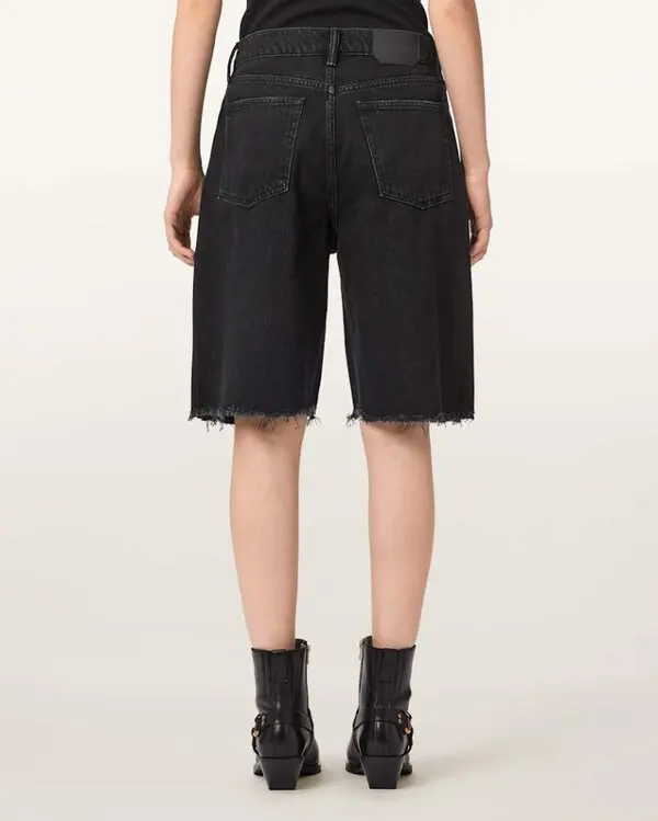 ALLSAINTS Aki Crossover Wide Leg Shorts - Washed Black