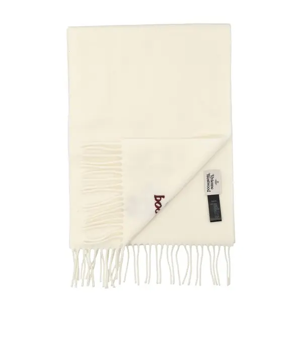 VIVIENNE WESTWOOD Logo Embroidered Fringed Scarf