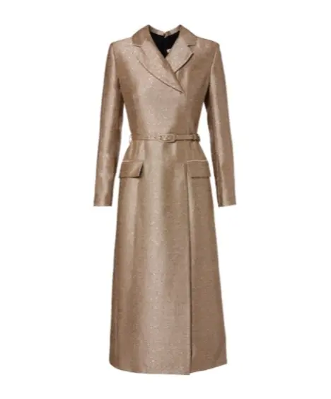 EMILIA WICKSTEAD Kalonice Belted Sequined Tweed Maxi Dress - Brown