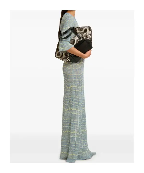 Marni Ribbed Linen Dress With Wavy Pattern