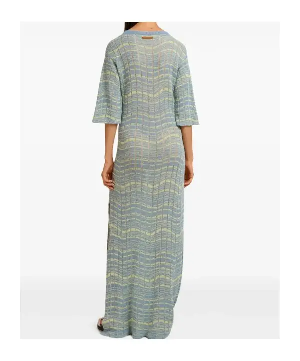 Marni Ribbed Linen Dress With Wavy Pattern