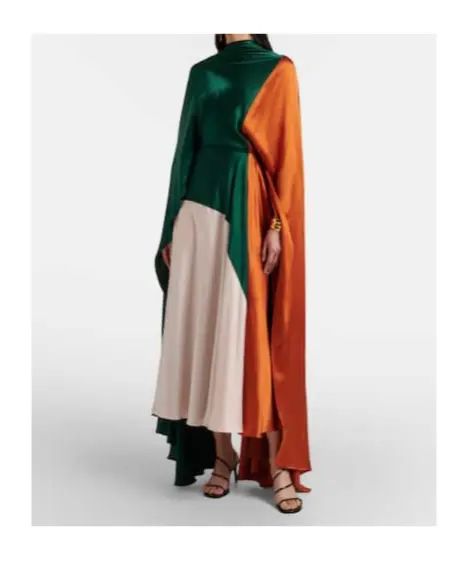 ROKSANDA Neolitsea Caped Silk Satin Gown - Multicolor