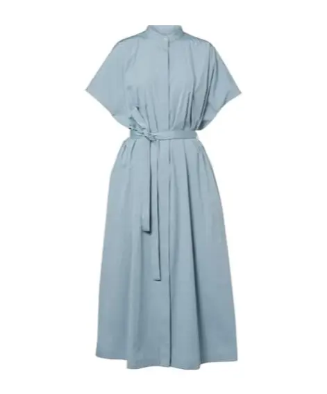 JIL SANDER Belted Cotton Poplin Midi Shirt Dress - Blue