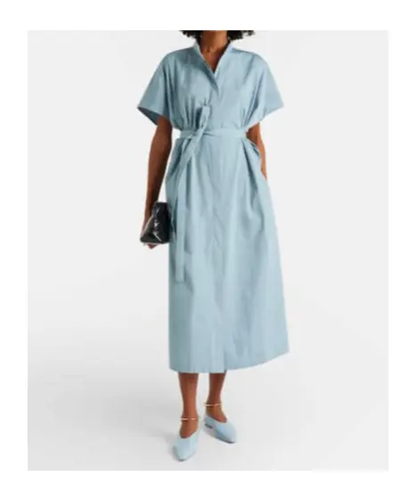 JIL SANDER Belted Cotton Poplin Midi Shirt Dress