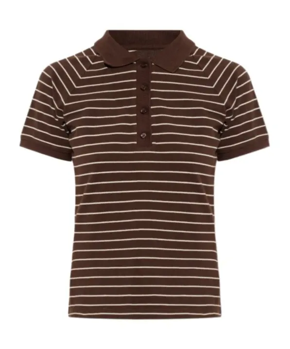 SAMSOE SAMSOE Samia Striped Polo Top - Coffeebrownst