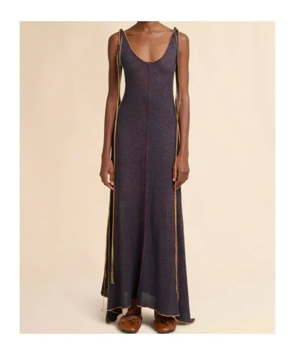 Marni Linen-viscose Dress With Colourful Edges