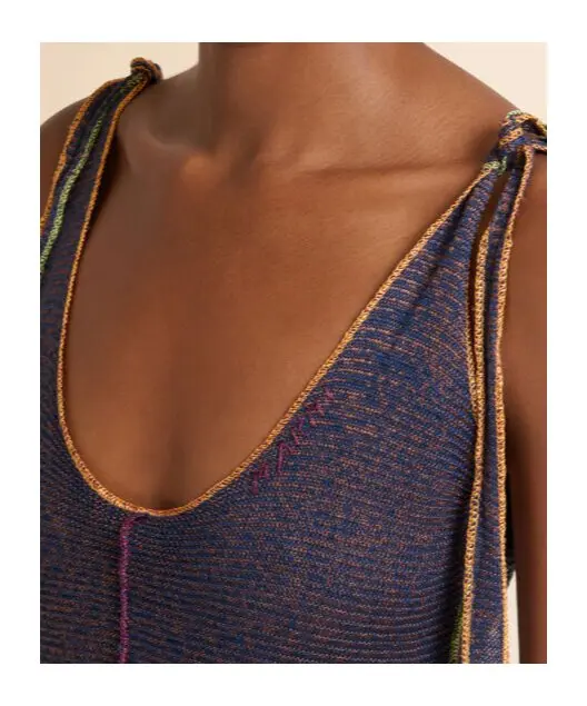Marni Linen-viscose Dress With Colourful Edges