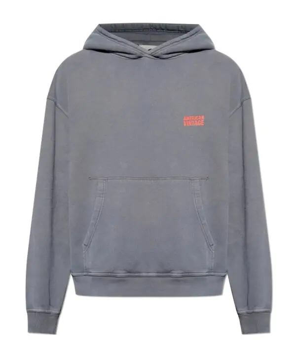 American Vintage Plizzy Hoodie With Graphic Print - Gray
