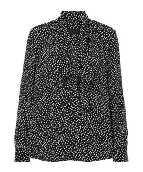 NILI LOTAN Janese Polka-dot Silk Blouse - Black
