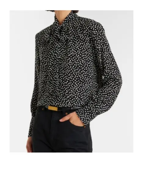 NILI LOTAN Janese Polka-dot Silk Blouse