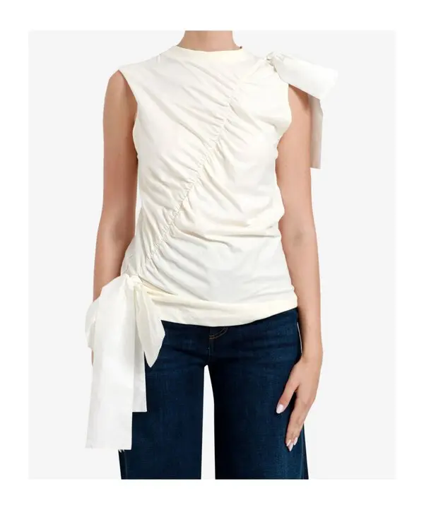 MSGM Bow-detailed Cotton Tank Top