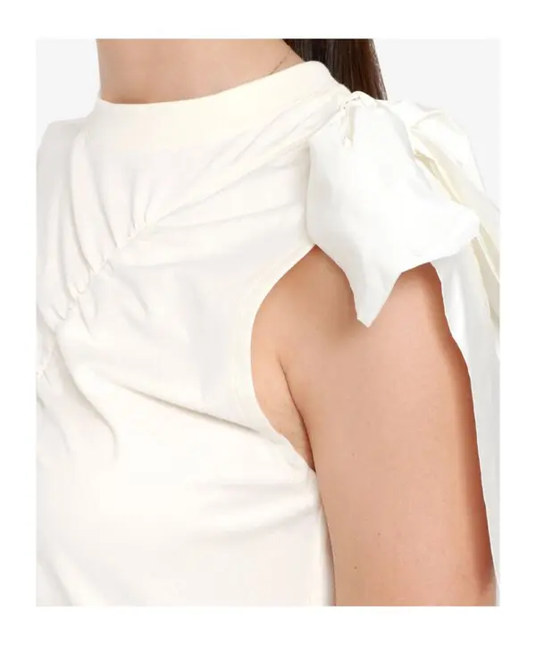 MSGM Bow-detailed Cotton Tank Top