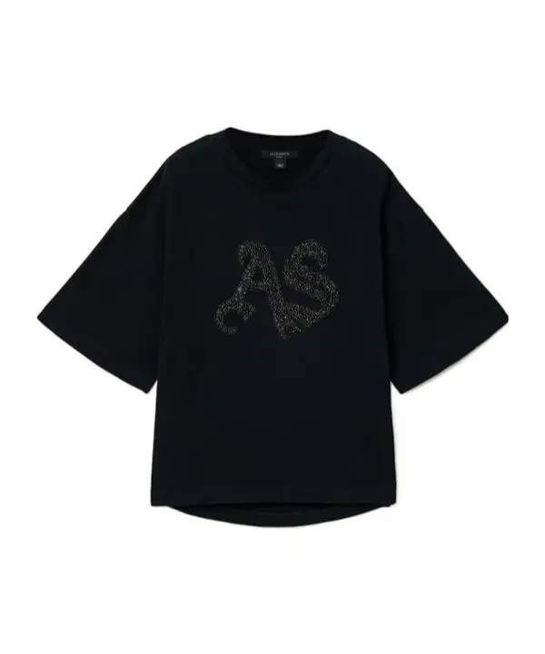 ALLSAINTS Icon Amelie Oversized Embellished T-shirt - Black