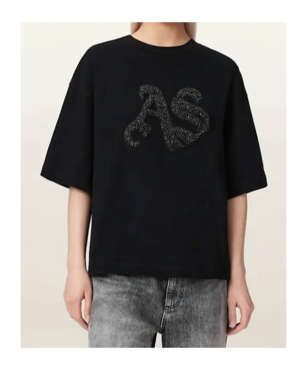 ALLSAINTS Icon Amelie Embellished T-shirt - Black