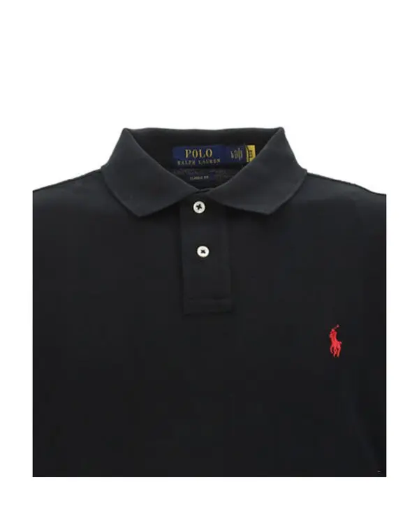 Polo Ralph Lauren Logo Embroidered Short-sleeved Polo Shirt - Black