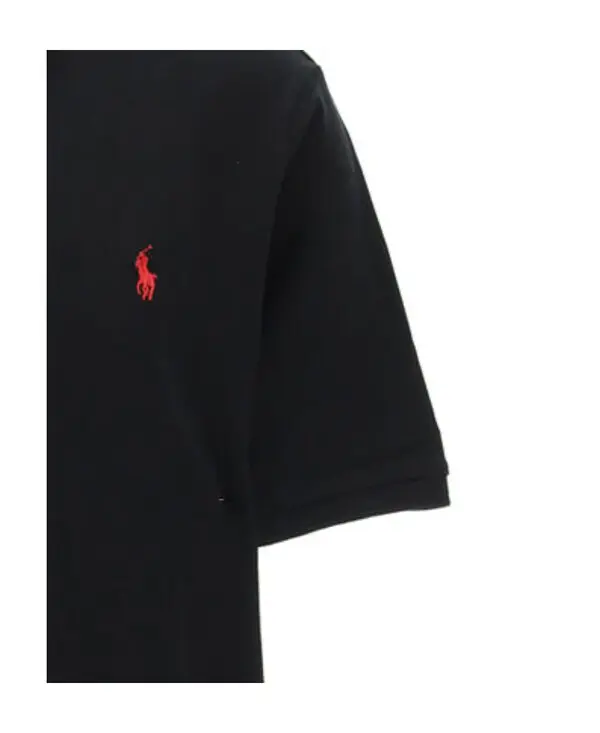 Polo Ralph Lauren Logo Embroidered Short-sleeved Polo Shirt - Black