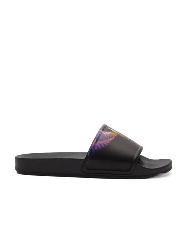 MARCELO BURLON COUNTY OF MILAN Wings Printed Slip-on Slides - Black