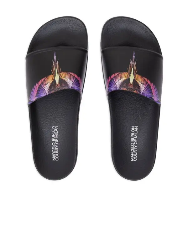 MARCELO BURLON COUNTY OF MILAN Wings Printed Slip-on Slides