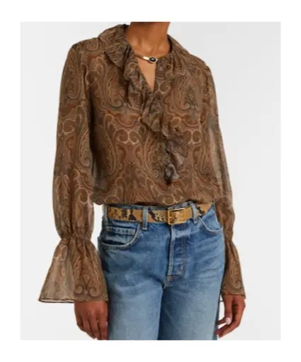 NILI LOTAN Cecily Paisley Silk Blouse