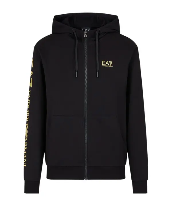 EA7 Logo-print Zip-up Hoodie - Black