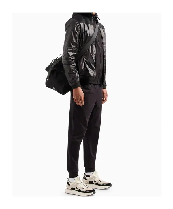 EA7 Logo Print Zip-up Hoodie - Black